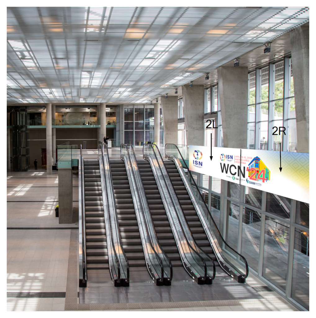 Glass Panel next to Escalators - World Congress of Nephrology 2024