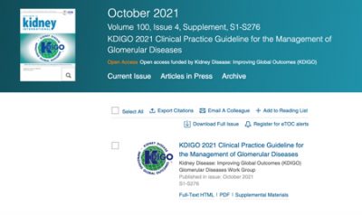 Kidney International Publishes the KDIGO 2021 Guideline for Glomerular Disease Management ...